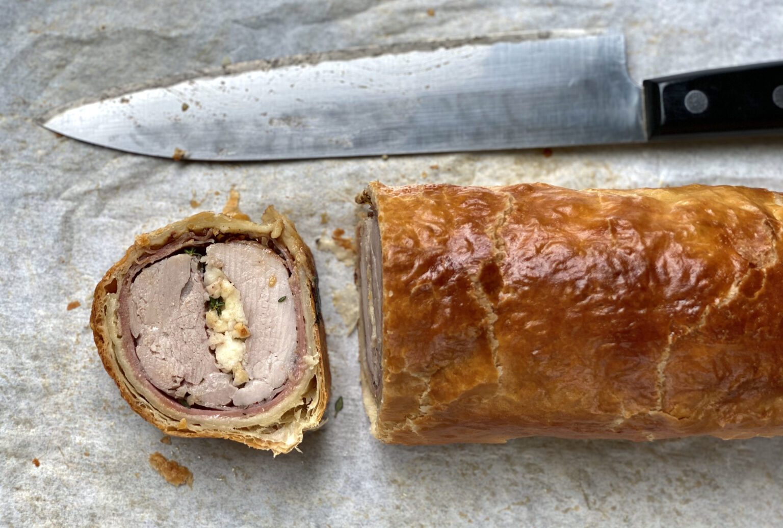 Pork Wellington with Apple Stuffing Recipe | Alton Brown