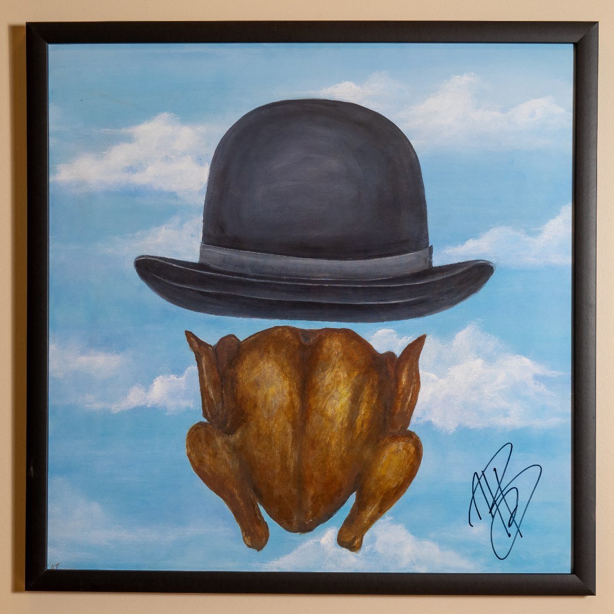 Signed Chicken with Bowler Poster - Alton Brown