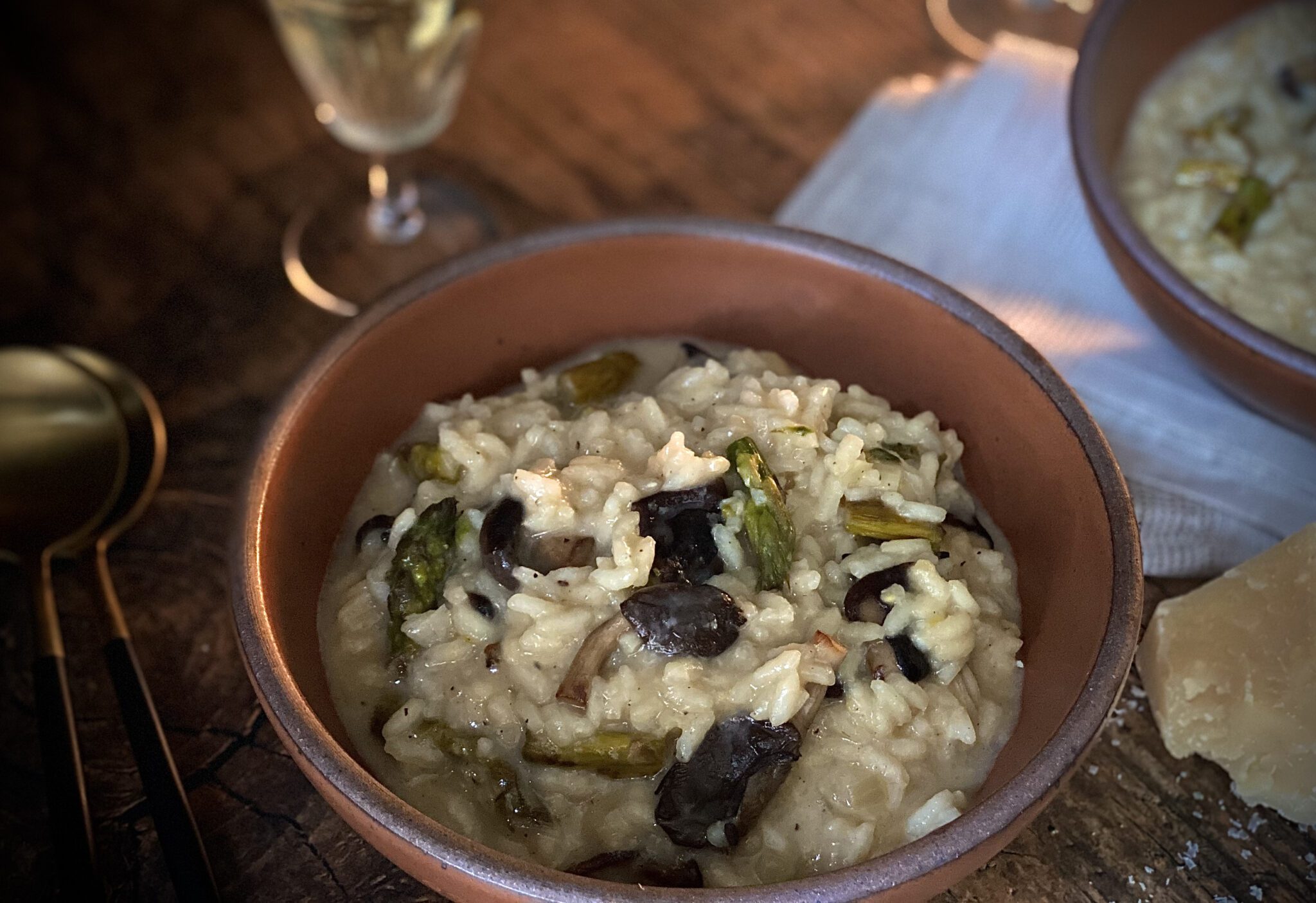 Wild Mushroom and Asparagus Risotto - Alton Brown