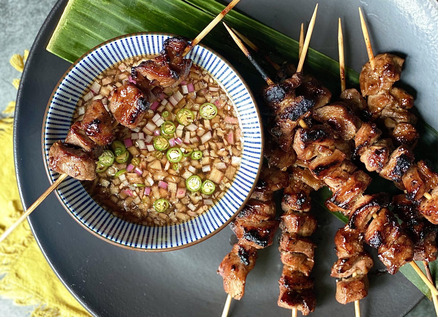 Filipino-Style Pork Skewers with Vinegar Sauce - Alton Brown
