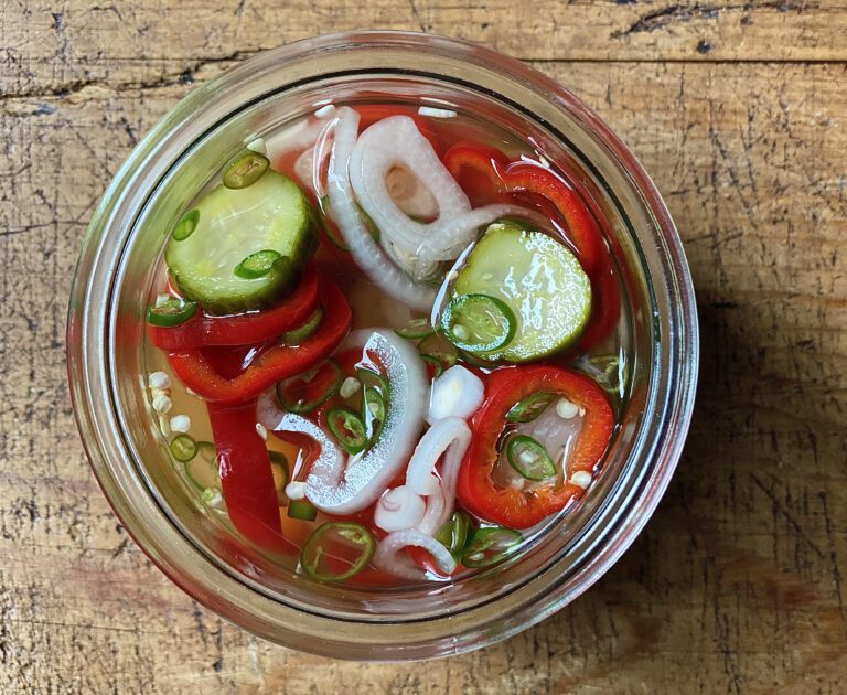 Quick and Hot Pickled Mini Peppers and 'Cukes - Alton Brown